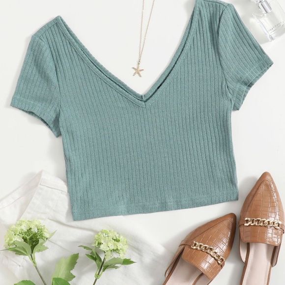 SHEIN | Tops | Sheinribbed Croptop | Poshmark